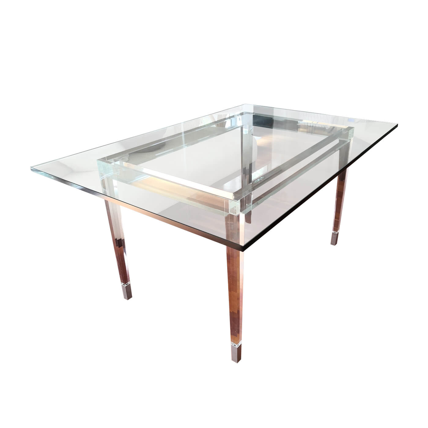 Phillip Silver Phoenix Glass Topped Dining Table with Perspex Legs