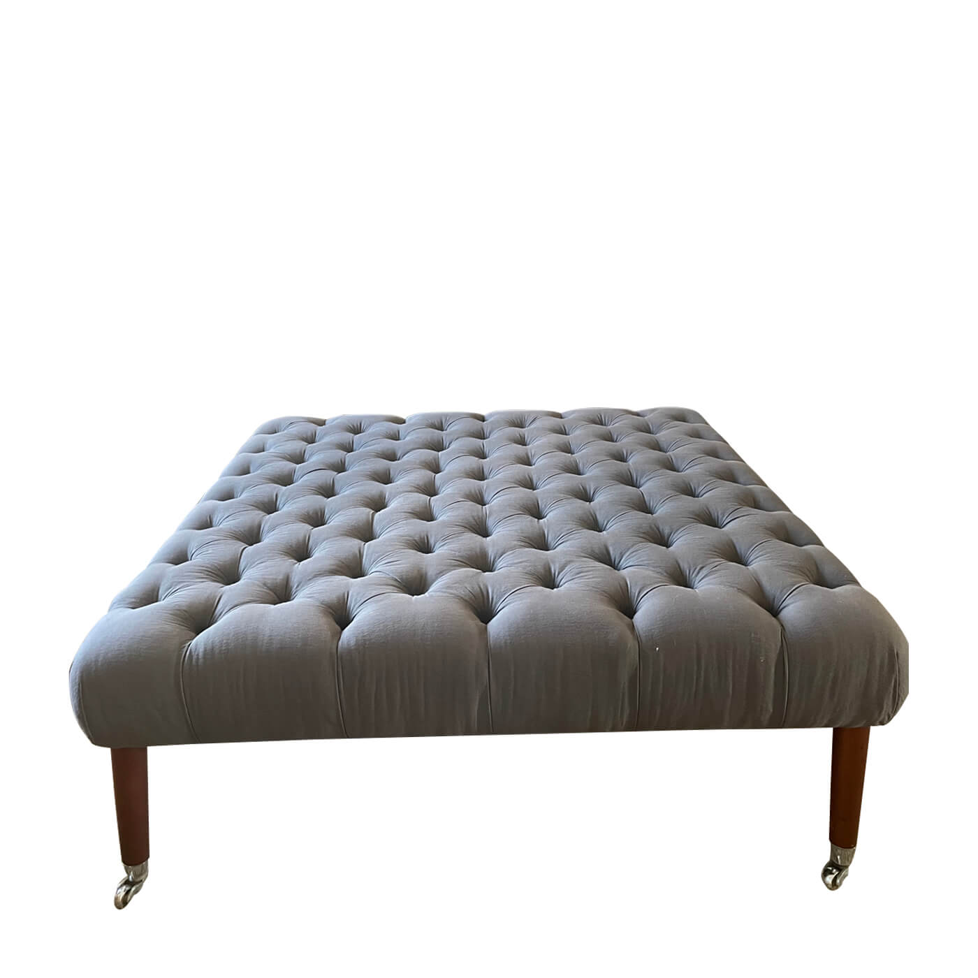 Custom Upholstered Grey Fabric Ottoman