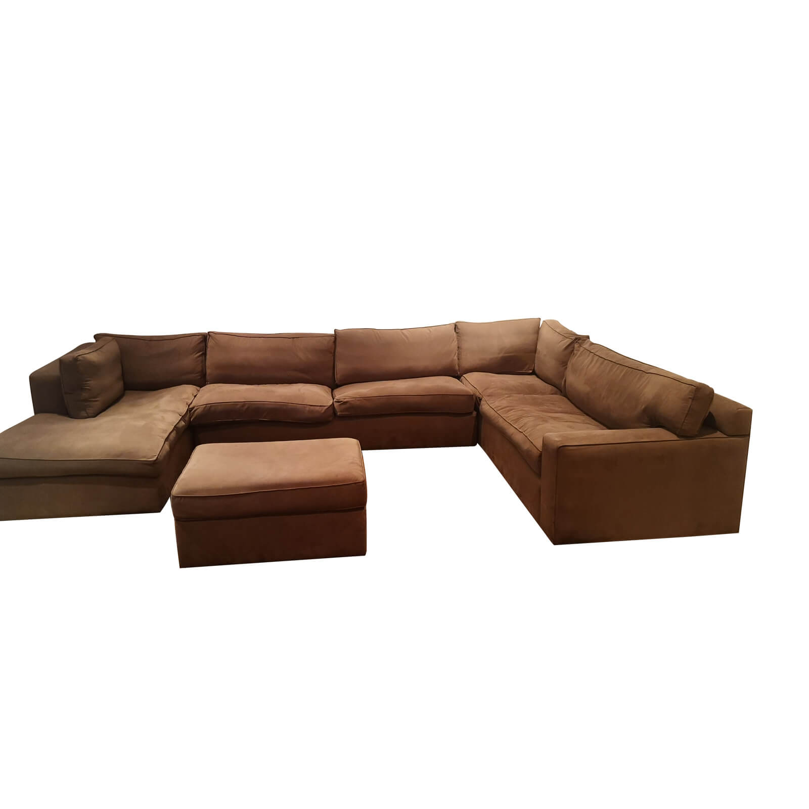 Large Modular Sofa in Brown Micro Suede