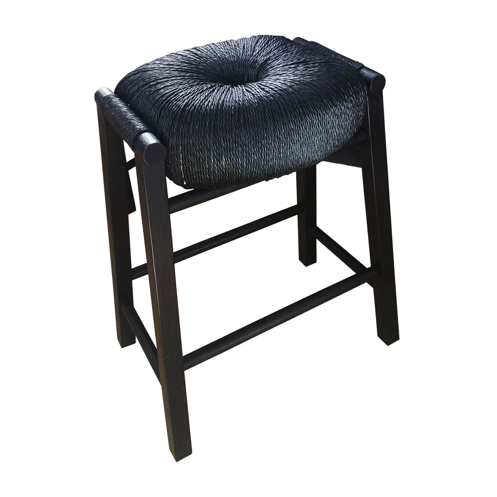 Black Rattan Bar Stools (set of 4)